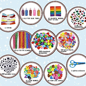 INFLORAL 1600+ Set Decorative toy mobiles and plush toys for Children made of felt/Bendable toys for Kids - Craft Accessories for Toddlers Googly Eyes Pipe Cleaners Poms Feathers Buttons Sequins