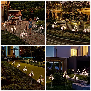 Berngi Solar Flowers Lights Solar Outdoor Lights Garden Decorative 4PACK,12LED Outdoor Lights Solar Powered Waterproof Landscape Lights Decorations for Yard Christmas Fairy Garden Decor