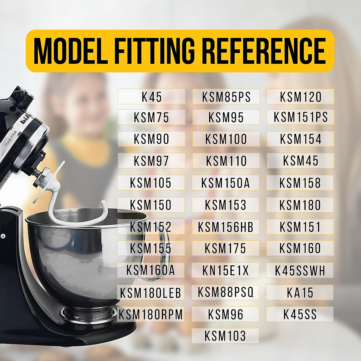 PartsBroz K45DH Dough Hook - Compatible with KitchenAid Tilt-Head Stand Mixer 4.5 Quart and 5 Quart Bowel Fits KSM95 KSM150PS K45SS KSM97 KSM150 KSM96 KSM90 KSM75 K45SSWH K45