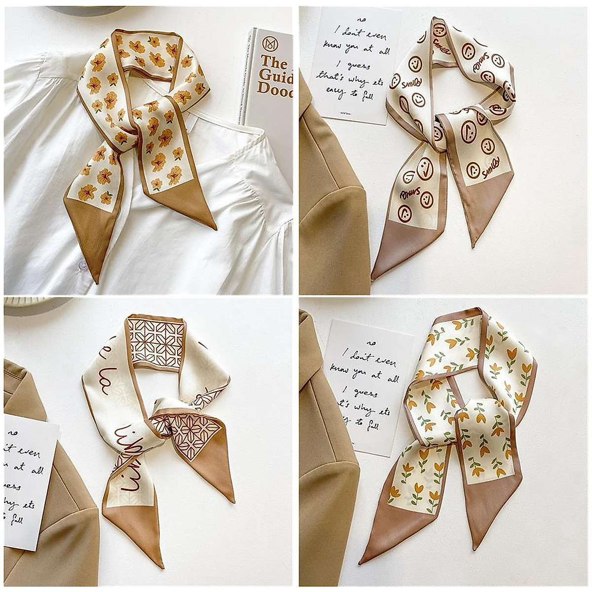 QTMY 17 Pack Purse Scarf for Bags Silk Head Scarf for Hair Handbag Women Scarfs Band Hair Neck Scarves Fashion Gifts (1)