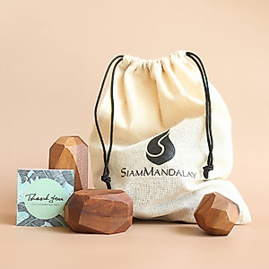 12 Pcs. Wooden Balancing Blocks: Handmade Meditative Educational Game Sensory STEM Toy Stacking Game Wood Balance Rocks Set (Tum ISHI) Montessori with Cotton Bag