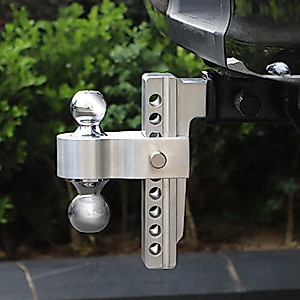 YIZBAP Aluminum Adjustable Trailer Hitch, Fits 2.5" Receiver, 8" Drop/Rise Drop Hitch, 18500 LBS GTW, Tow Hitch, 2" and 2-5/16" Dual Towing Ball with Double Locks