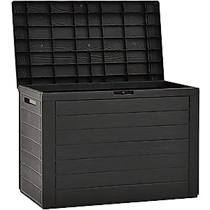 FAMIROSA 50 Gallon Garden Storage Box Outdoor Cushion Deck Patio Storage Chest Storing Pillow Tool Box Blanket Indoor Interior Container 38.7x17.3x21.7inches (38.7x17.3x21.7inches Black)