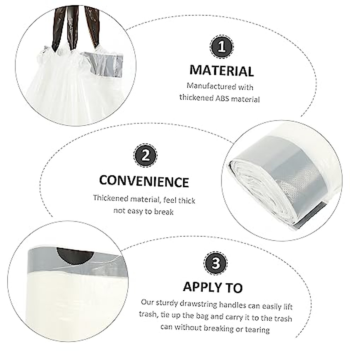 60Pcs drawstring garbage bag white trash bin compost garbage bin mini trash bags small garbage bags plastic trash bag 4 gallon trash bag Household Trash Bags Strong Garbage Bags