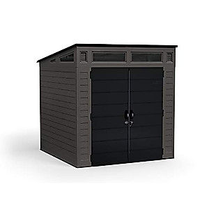 Suncast BMS7780 7' x 7' Modernist Resin Outdoor Storage Shed, No Size, Peppercorn