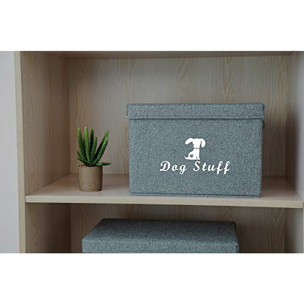 Geyecete Linen Storage Basket Bin Chest Organizer - Perfect for Organizing Dog Apparel & Accessories Storage, Dog Shirts, Dog Coats, Dog Toys, Dog Clothing, Dog Dresses, Gift Baskets - Gray