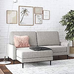 CosmoLiving by Cosmopolitan Francis Upholstered Sofa Sectional, Light Gray