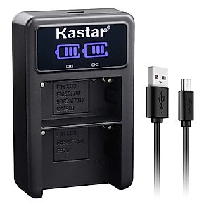 Kastar LCD Dual Slim Charger for Sony NP-F570 NP-F550 NP-F330 and CCD-RV100 RV200 SC5 SC9 TR1 TR215 TR940 TR917 Camera, CN-126 CN-160 CN-216 CN-304 VL600 YN 300 LED Video Light, Moniter Backup Battery