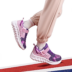 DREAM PAIRS Girls Boys Shoes Kids Tennis EZ-Ons Quicksteps School Sneakers Breathable Running Athletic Shoes,Size 2 Little Kid,Pink/Purple,KD18002K