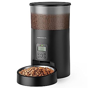 Automatic Cat Feeders, Meowant 4L/6L Cat Food Dispenser with Desiccant Bag, Timed Cat Feeder with Stainless-Steel Bowl & Twist Lock Lid, Up to 9 Portions 4 Meals Per Day,Dual Power Supply