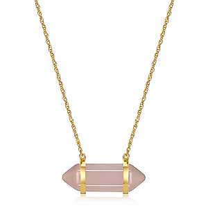 MORGAN & PAIGE Rose Quartz Crystal Chakra Point Necklace in 18K Gold Plated Sterling Silver for Women
