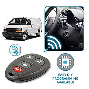 Keyless2Go Replacement for 4 Button Replacement Remote for GM OUC60270 15883405