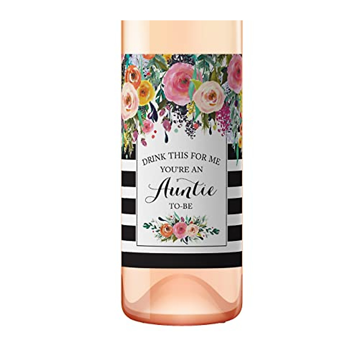 Drink This For Me - You're An Auntie-To-Be Wine Labels ● SET of 5 ● GENDER NEUTRAL Pregnancy Announcement Wine Labels, Pregnancy Reveal, Alternative to Baby Announcement Card WATERPROOF Black A104-5A1