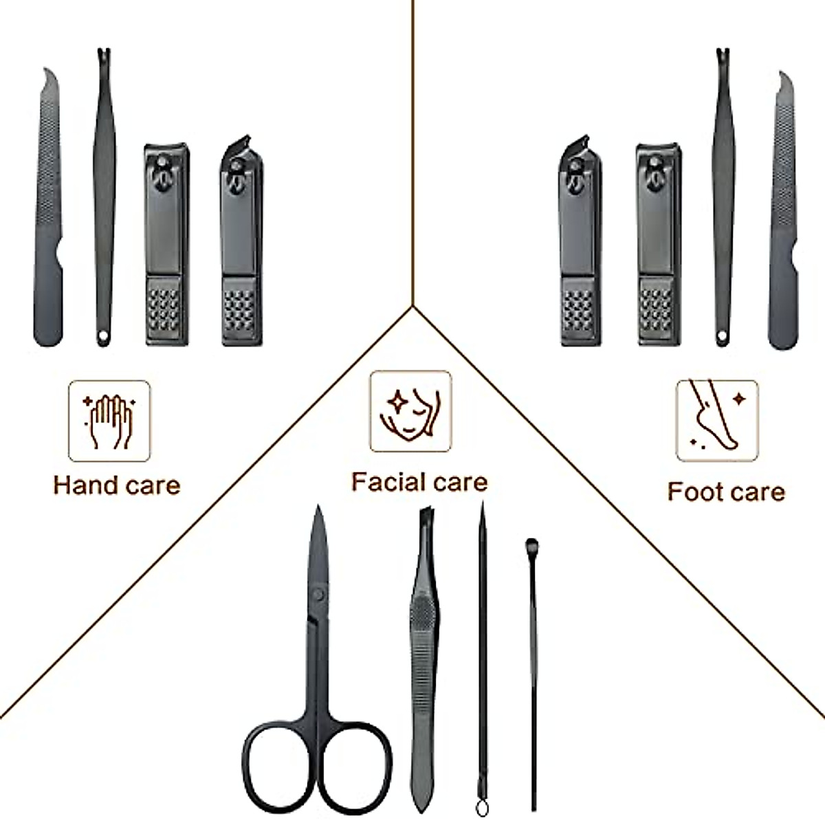 Manicure Set Nail Clippers Pedicure Kit, 8 in 1 Stainless Steel Fingernail & Toenail Clippers with Leather Travel Case, Professional Nail Care Kit for Men and Women