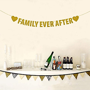 Family Ever After Banner, Happy Adoption Day Party Supplies, The Day I Got You Party Decorations, Forever Family Party Decor, Gold Glitter