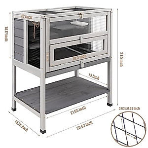 PetsCosset Large Hamster Cages, Wooden Hamster Cages and Habitat with Food Bowl, Shelf and Ladder, Openable Top, Indoor Guinea Pig Cage with Deep Not Leakage Pull Out Tray (23.6" L X 15.7" W X 31.5”H)