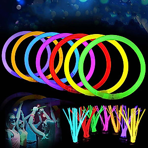 GLOW YGB 207 Glow Sticks Bulk Party Pack, Halloween Glow Sticks For Kids Camping, Glow In The Dark Sticks,8” Glow Party Supplies Bracelets