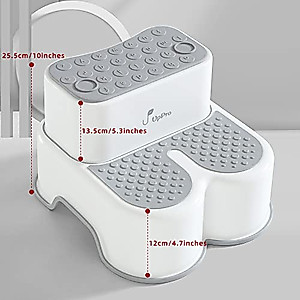 UpPro 2 in 1 Anti Slip Bunny Step Stool, Detachable Double Up Kids Step Stool, Wide Step Toddler Step Stool, Kids Step Stool for Toilet Potty Training, Kitchen, and Bathroom (Grey)
