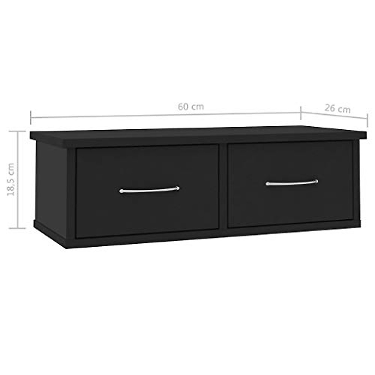 Youuihom Floating Shelf Wall Mount, Storage Shelf for Bedroom, Living Room, Bathroom, Kitchen, Office,Wall-Mounted Drawer Shelf Black 23.6"x10.2"x7.2" Chipboard