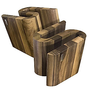 Arte Legno Magnetic Knife Block and Elegant Kitchen Display - Curved “S” Design - Stain Resistant Walnut Wood - Handcrafted in Italy - 10 Knife Capacity