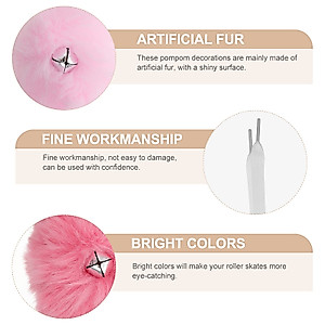 LUOZZY 10 Pieces /5 Pairs Roller Skate Pom Poms with Bells Fluffy Tie-on Roller Skate Pom Poms with Jingle Bells Fuzzy Faux Pom Poms Roller Skate Accessories for Women