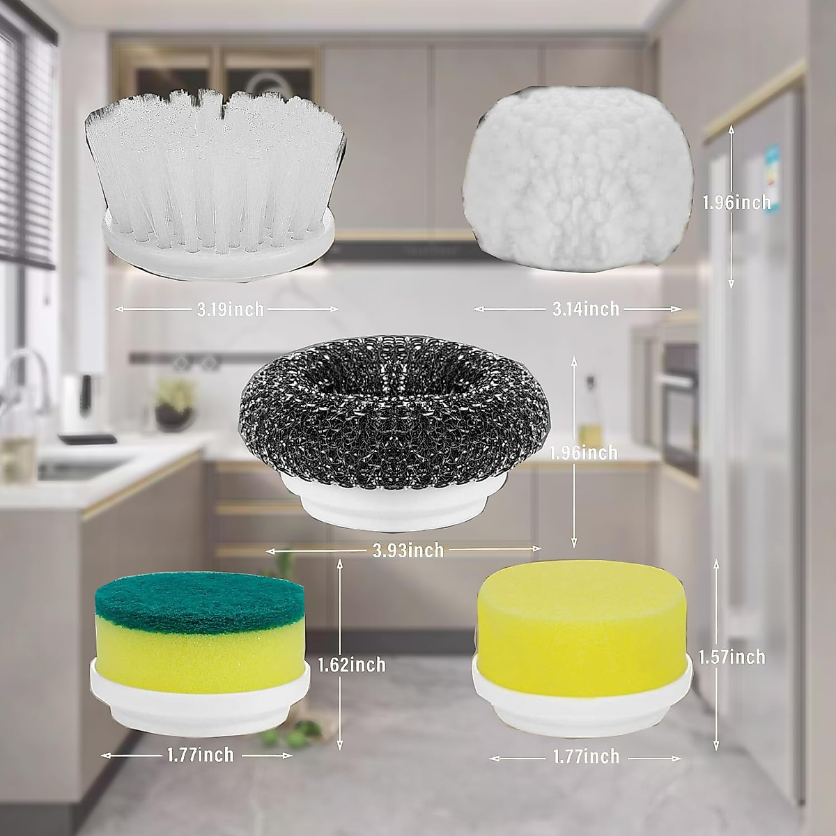 XBllcyiv Electric Cleaning Brush Scrub Brush,Portable Scrub Brush Brush Bring 5 Replaceable Brush Heads,Electric Scrubber Handheld Shower Cleaning Brush for Bathroom/Tub/Wall Tiles/Floor/Kitchen