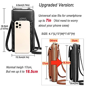 Crossbody Phone Purse for Women KINOUCHI Leather Shoulder Bag RFID Blocking Fashion Cell Phone Wallet with Cellphone Lanyard