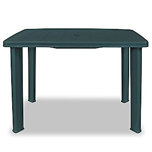 Festnight Garden Dining Table with Umbrella Hole Solid Plastic Frame Outdoor Dining Table for Balcony Garden Backyard Furniture 39.8 x 26.8 x 28.3 Inches (L x W x H) (Green)