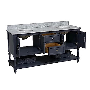 Kitchen Bath Collection Beverly 72-inch Double Bathroom Vanity (Marine Gray/Carrara): Includes Marine Gray Cabinet with Authentic Italian Carrara Marble Countertop and White Ceramic Sinks