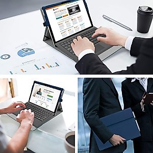 Fintie Case for Microsoft Surface Pro 7 Plus, Surface Pro 7/6/5/4/3 12.3 Inch Tablet - Multiple Angle Viewing Portfolio Business Cover, Compatible w/Type Cover Keyboard, Navy
