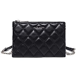 Quilted Black Crossbody Bags for Women,Faux Leather Lightweight Small Functional Shoulder Purses with Chain Strap Stylish Clutch Purse