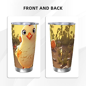 GDSHJKLW Chicken Chick Tumbler With Lid And Straw 20oz Stainless Steel Leakproof Travel Coffee Mug Double Wall Insulated Cup Gifts For Women Home Office