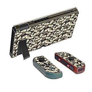 Dockable Case Compatible with Switch Console and Joy-Con Controller, Patterned ( Watercolor Ginkgo Leaves ) Protective Case Cover with Tempered Glass Screen