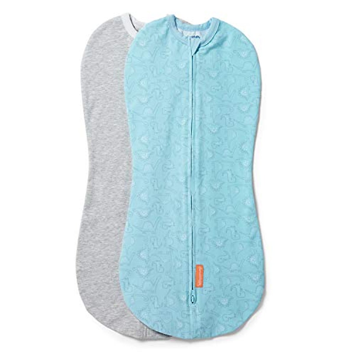 SwaddleMe by Ingenuity Compression Swaddle Pod, Two-Way Zipper for Easy Changes, Improves Sleep & Calms Startle Reflex, 0-2 Months, 2-Pack - Dino Jam