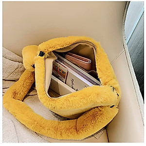Plush Underarm Bag Ladies Faux Fur Fluffy Crossbody Shoulder Bag Women Soft Furry Tote Handbag for Autumn and Winter