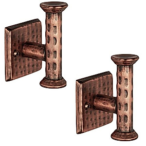 Monarch Abode 19629 Metal Hand Hammered Wall Hooks Multi-Purpose Towel, Coat, Robe and Door Hooks, Decorative Towel Hook, Heavy Duty, Set of 2, Antique Copper Finish