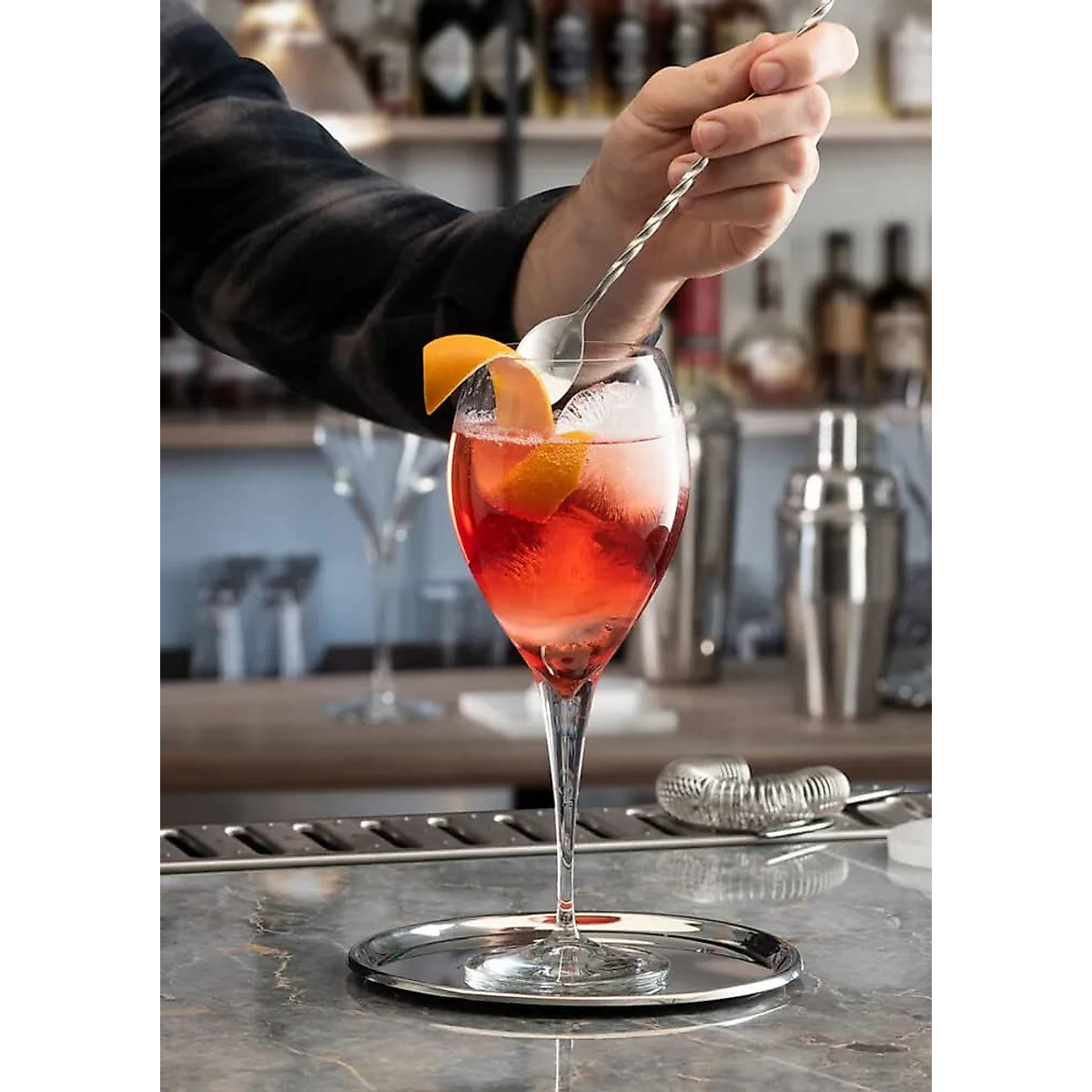 Biandeco Long Stem Wine Glasses Set of 6, 15.38 oz Premium Tempered Thin Rim Glasses for Drinking Red/White Wine, Crystal Clear Lead-Free Sturdy Glass - Made in Europe