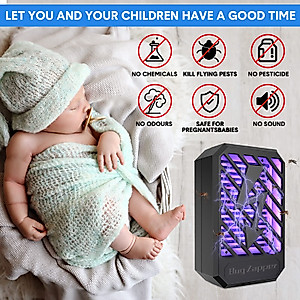 Qualirey 4 Pcs Electric Bug Zappers Plug in Portable Indoor Home Mosquito Zapper Insect and Fly Killers for Removing Mosquitos Insects Files Gnats Bugs Moths(Black)