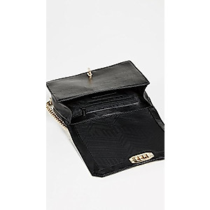 Rebecca Minkoff Women's Chevron Quilted Love Crossbody Bag, Black/Gold, One Size