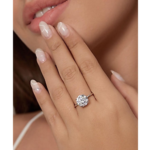 Michooyel Round Brilliant Cut 4ct Engagement Ring 10mm Cubic Zirconia CZ Women's Ring Sterling Silver Promise Ring Wedding Ring