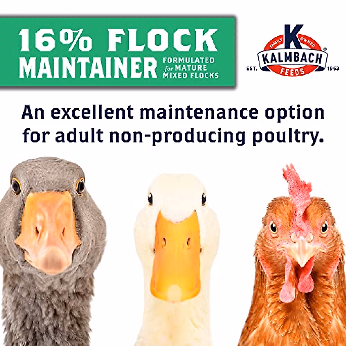 16% Flock Maintainer Pelleted Feed for Mixed Flocks of Poultry, 50 lb Bag