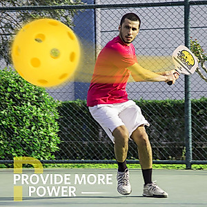 Wood Pickleball Paddles 4 Pack, Wooden Pickleball Set with 1 Carry Bag and 6 Balls, 7-ply Basswood, Pickleball Rackets with Ergonomic Cushion Grip, Pickleball Rackets, Yellow and Orange