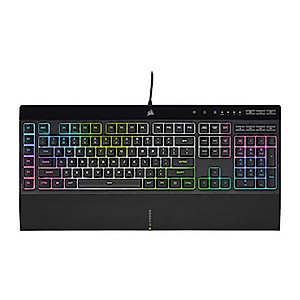 Corsair K55 RGB PRO XT - Dynamic Per-Key RGB Backlighting - Six Macro Keys with Elgato Stream Deck Software Integration-IP42 Dust and Spill-Resistant-Detachable Palm Rest-Media and Volume Keys-Black