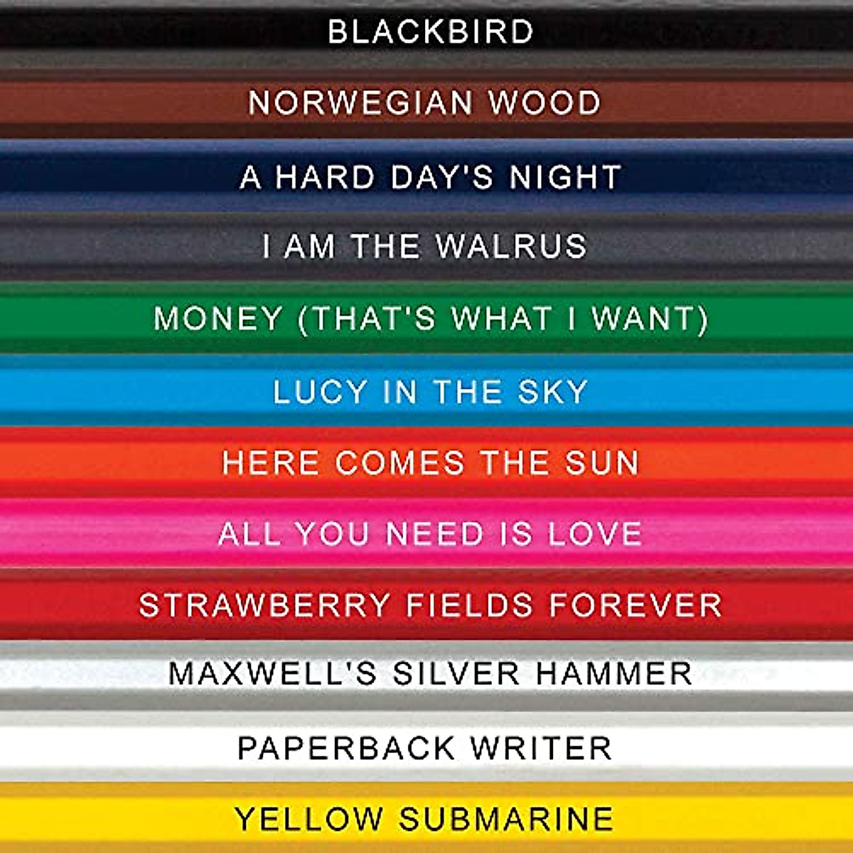 The Colours Colored Pencil Set & Coloring Pages for Fans of the Beatles | Gift Set of 12 Beatles-Inspired Parody Pencils with Clever Foil-Stamped Names Plus 10 Fun Beatles Coloring Pages