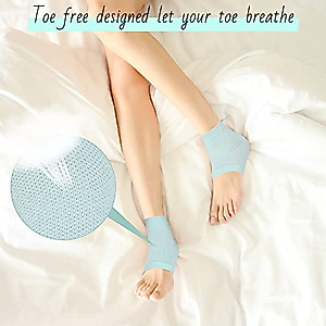 Moisturizing Gel Heel Socks for Dry Cracked Feet, Shynek 3 Pairs Spa Socks Lotion Toeless Socks for Women Dry Cracked Heel Feet Repair, Foot Care (Black, Grey, Green)