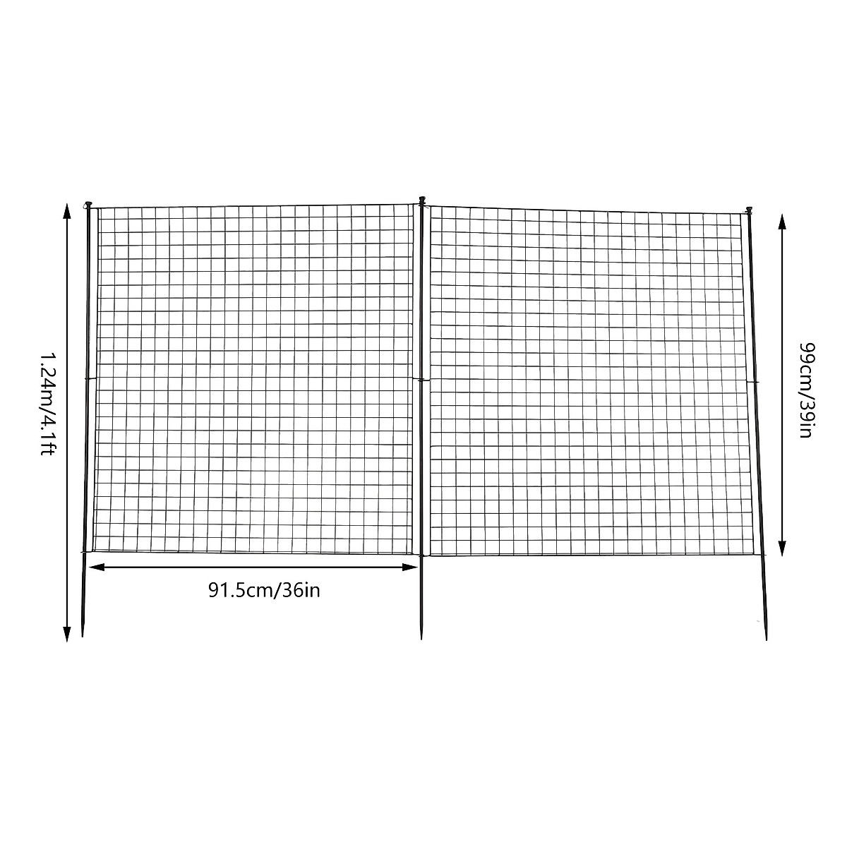 5 Panels Decorative Garden Fence 15ft (L) x 39in (H) No Dig Dog Animal Barrier Fencing, Rustproof Metal Wire Border Flower Edging for Yard Landscape Patio Outdoor Decor