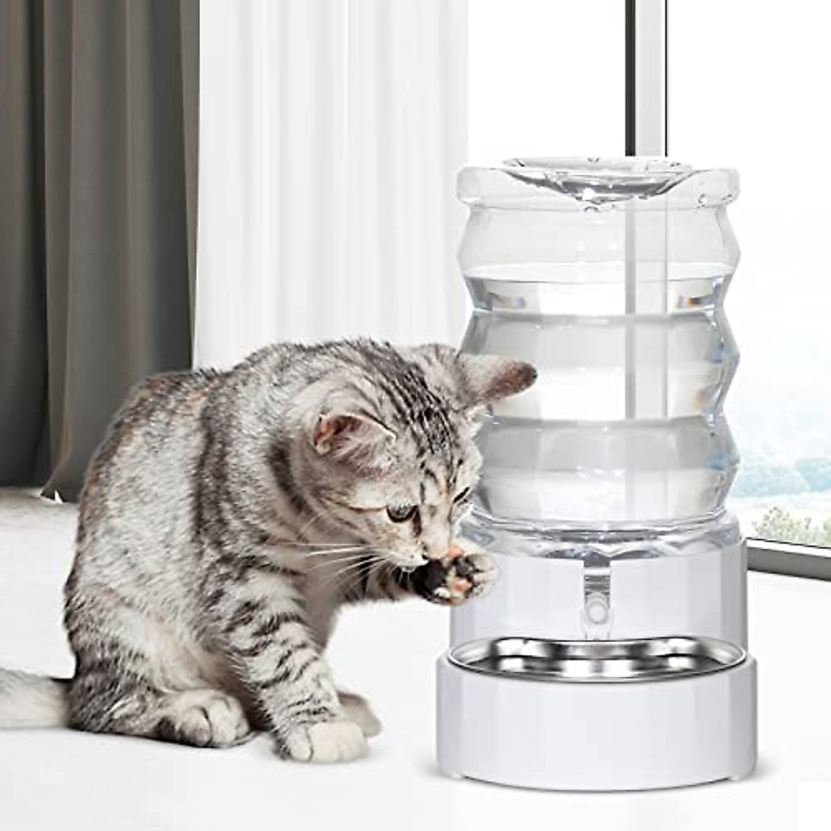Sfozstra Automatic Pet Water, Cat Feeder, Feeding Bowl, 3L Large Capacity Automatic Dispenser, 100% BPA-Free,Stainless Steel Gravity Pet Water Dispenser