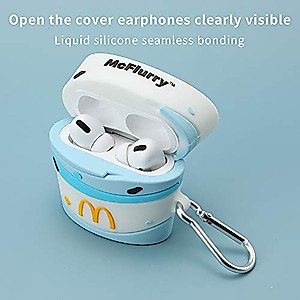 Bawposy Airpods Case, 3D Cartoon Soft Silicone Air pods Pro Fashion Funny Cover Design, Kawaii Fun Cool Keychain，for Fashion Girl Child Teen Boy Airpods Pro Case (McFlurry Pro)