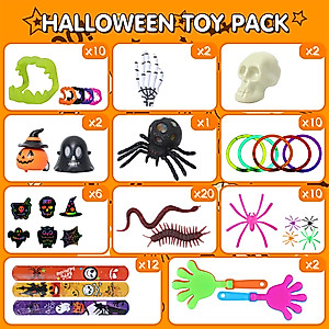 200PCS Halloween Party Favors - Bulk Assorted Toys for Kids, Non-Candy Goodie Bag Stuffers, Classroom Prizes, Halloween Gifts for Boys and Girls