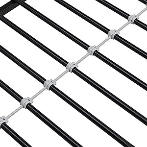 HBRR Twin Over Full Metal Bunk Beds with Ladders & Full Length Guardrail, Low Bunkbeds for Kids, Teens & Adults, Heavy Duty Metal Slats, No Box Spring Needed, Black